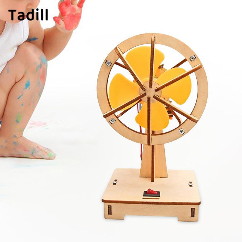 Tadill DIY Wooden Small Fan Electric Fan Educational Stem Building Toy ...