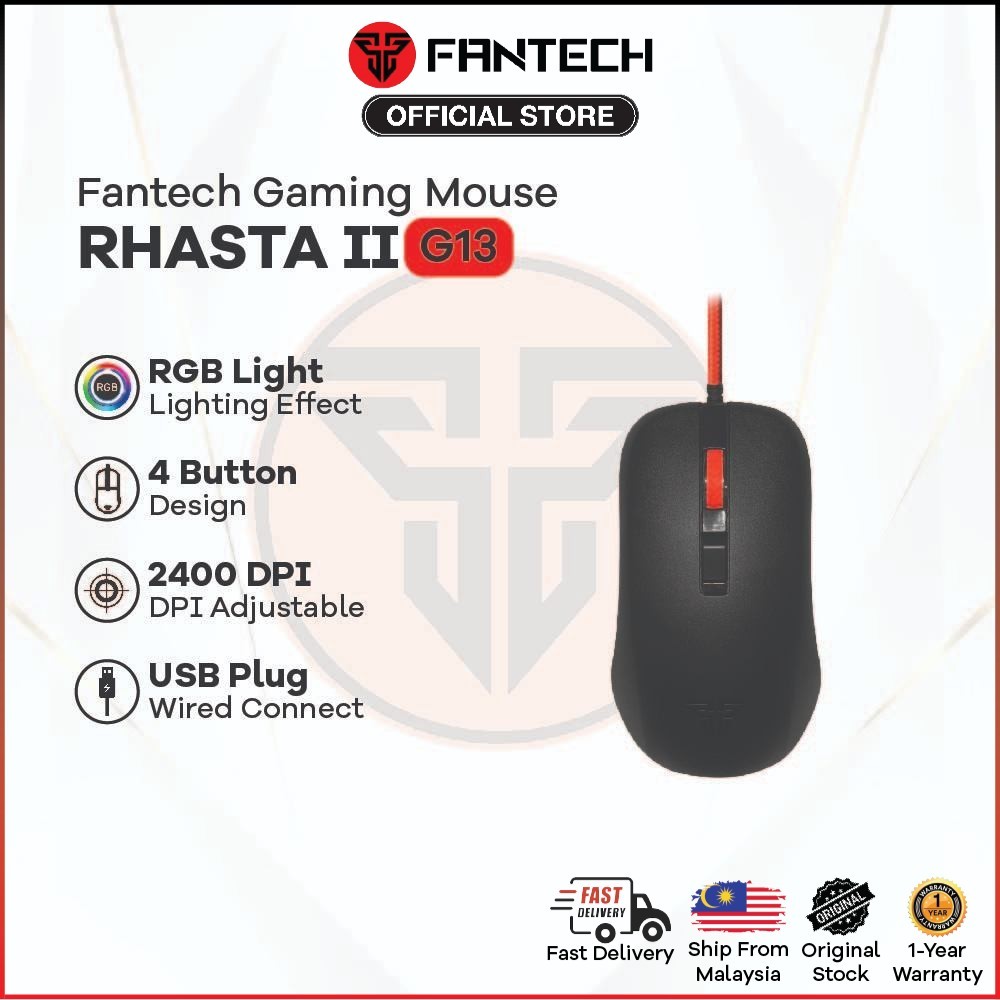 Fantech G13 RHASTA II Pro Gaming Mouse RGB Lighting Effect Wired Gaming ...