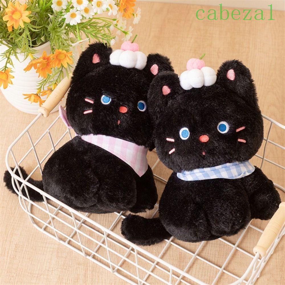 CABEZA Stuffed Black Kitten Doll, PP Cotton Soft Black Cat Plush Toy ...