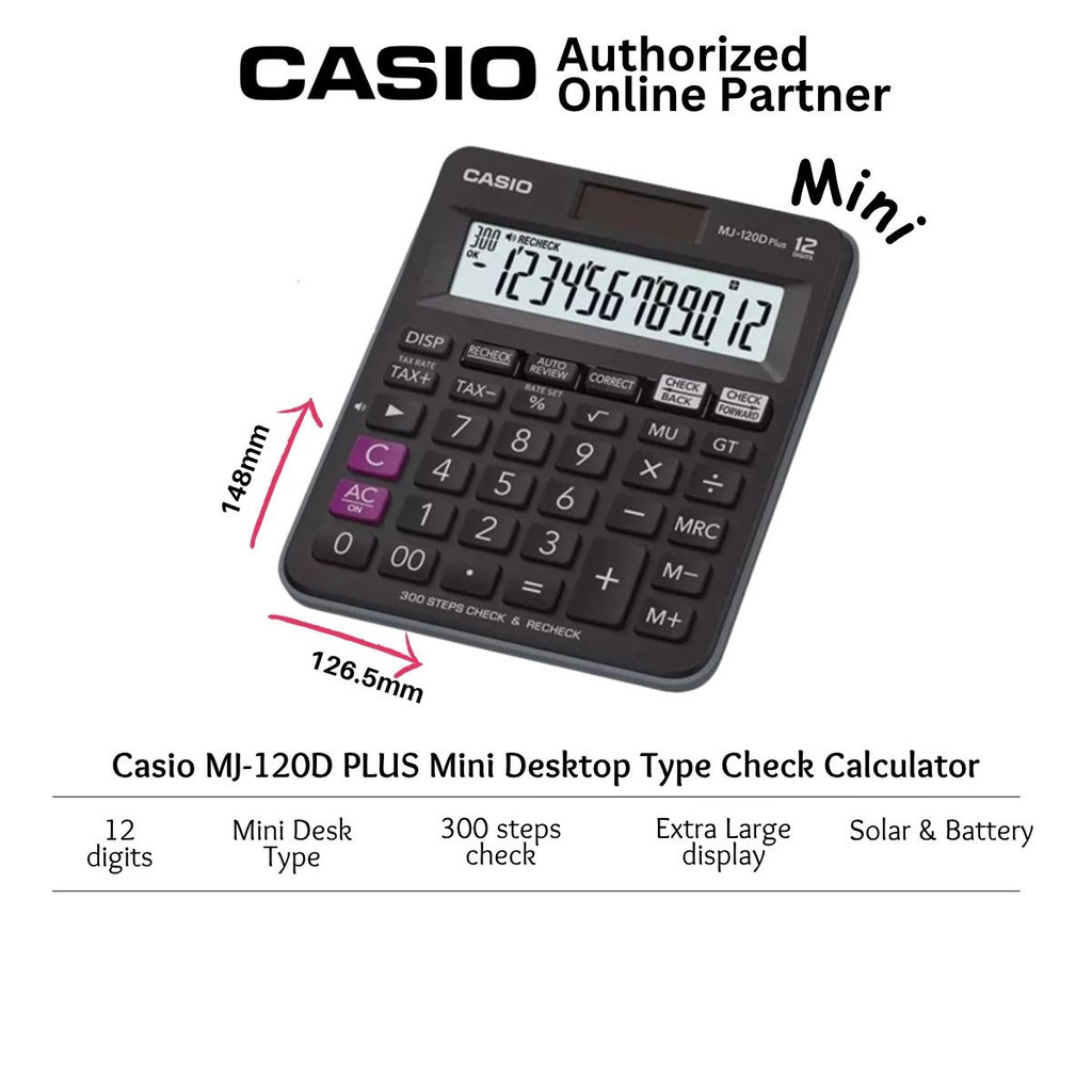 [300 Steps Check & Recheck & Tax Calculation] Casio MJ-120D PLUS Mini ...