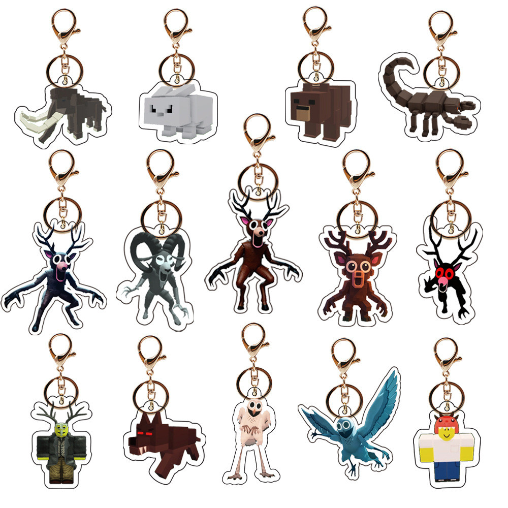 99 Nights in The Forest Keychain Roblox Acrylic Keychain Deer Owl Toy ...