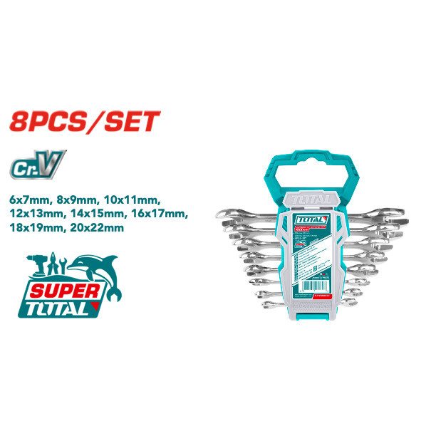 [ TOTAL ] (THT102386) 8PCS Double Open End Spanner Set Cr-V Steel ...