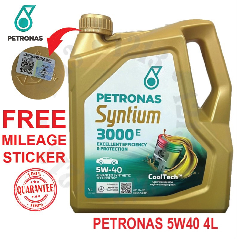ORI NEW PETRONAS FULLY SYNTHETIC 5W40 4L SYNTIUM 3000 ENGINE OIL MINYAK ...