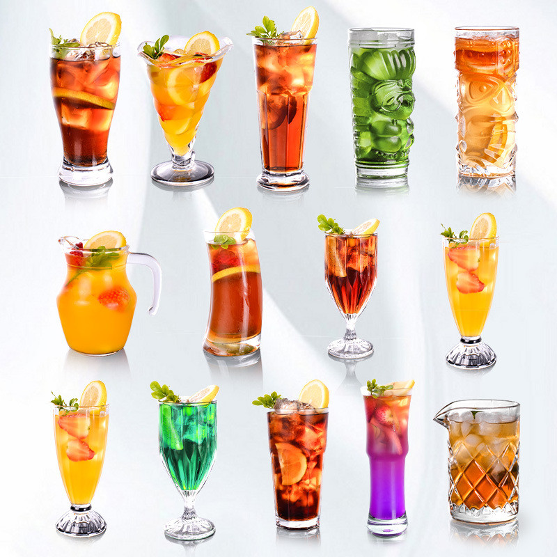 Glass Drink Cup Creative Cold Drink Milk Tea Cup Influencer Bar KTV ...