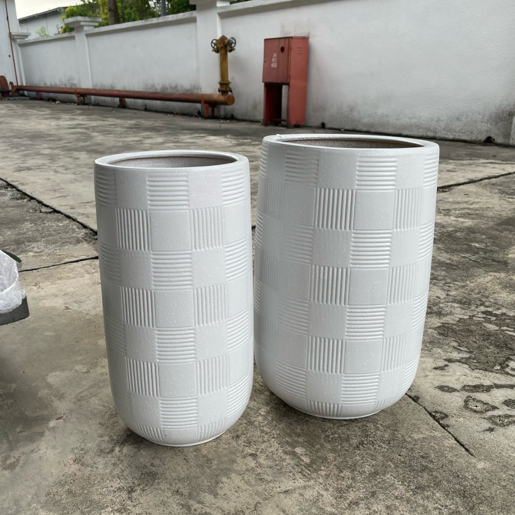 [QKD] Big White Ceramic Pot For Flower Planting / Pasu Bunga Seramik ...