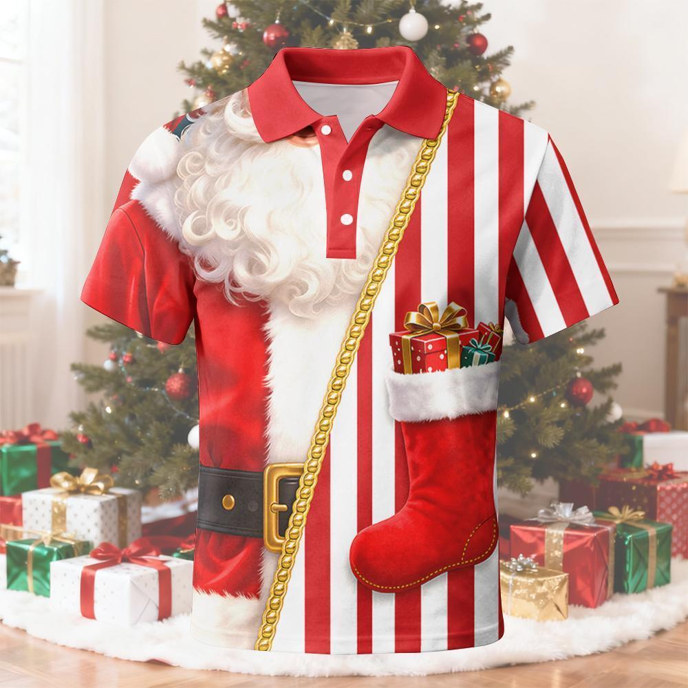 Christmas Polo Shirts Santa Claus 3d Printed Polo Tshirt For Men ...
