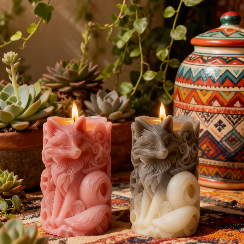 Embossed fox Cylinder Animal Resin Casting Silicone Mold for Home Decor ...