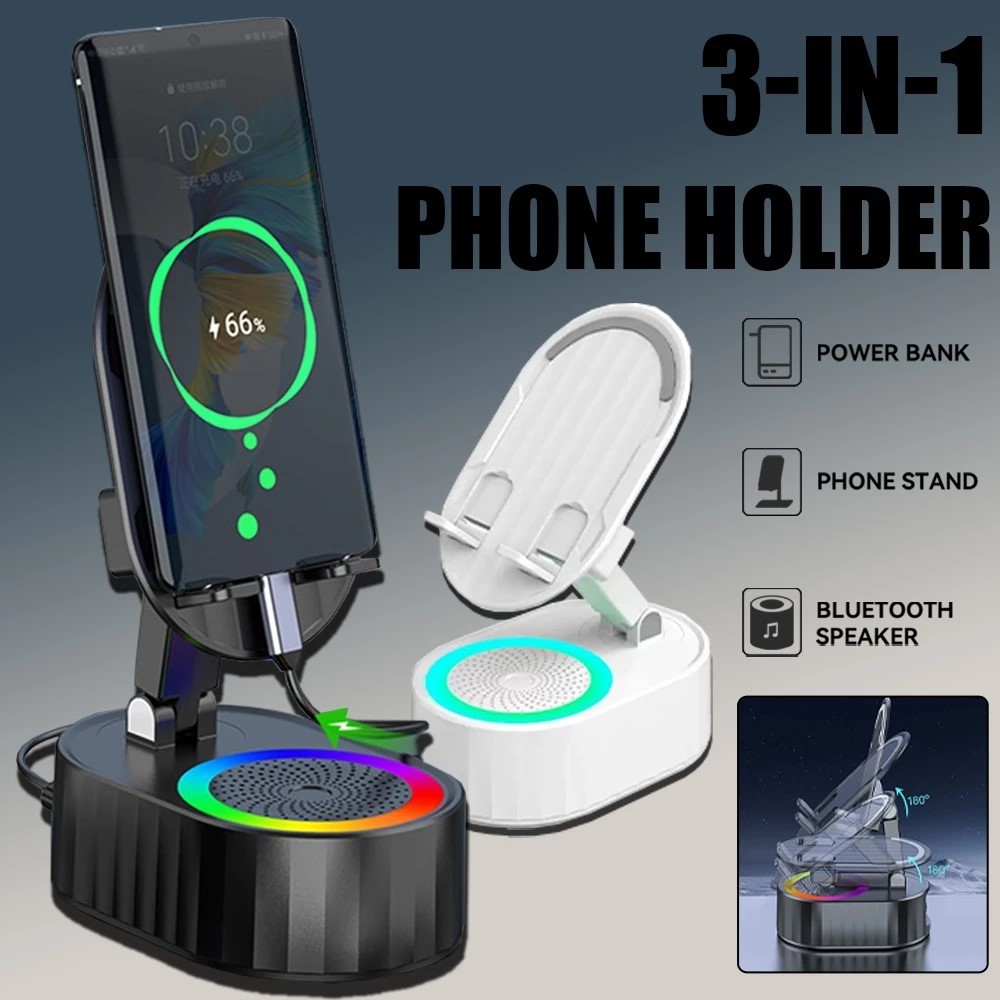 3-in-1 Multifunctional Phone Stand With Bluetooth Speaker Power Bank ...