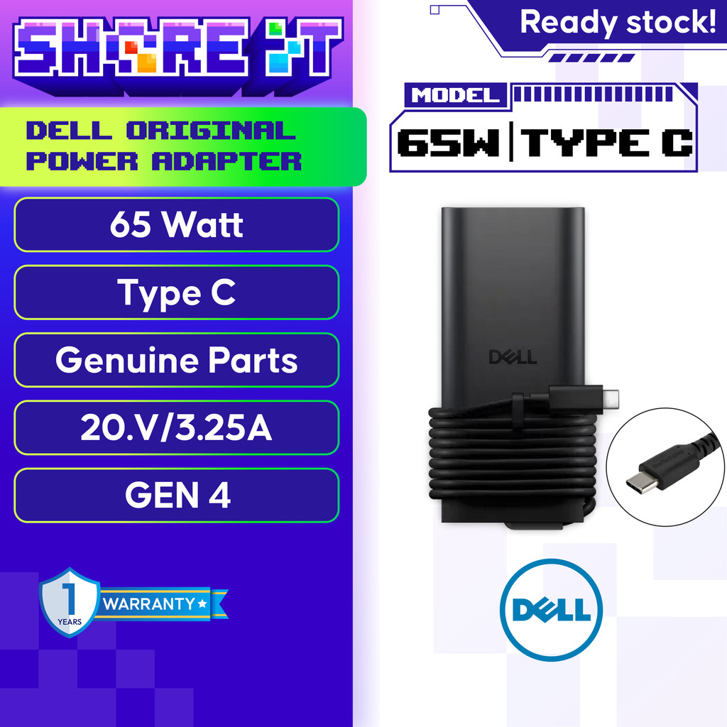 DELL ORIGINAL 65W USB Type-C Laptop Charger Adapter | Shopee Malaysia