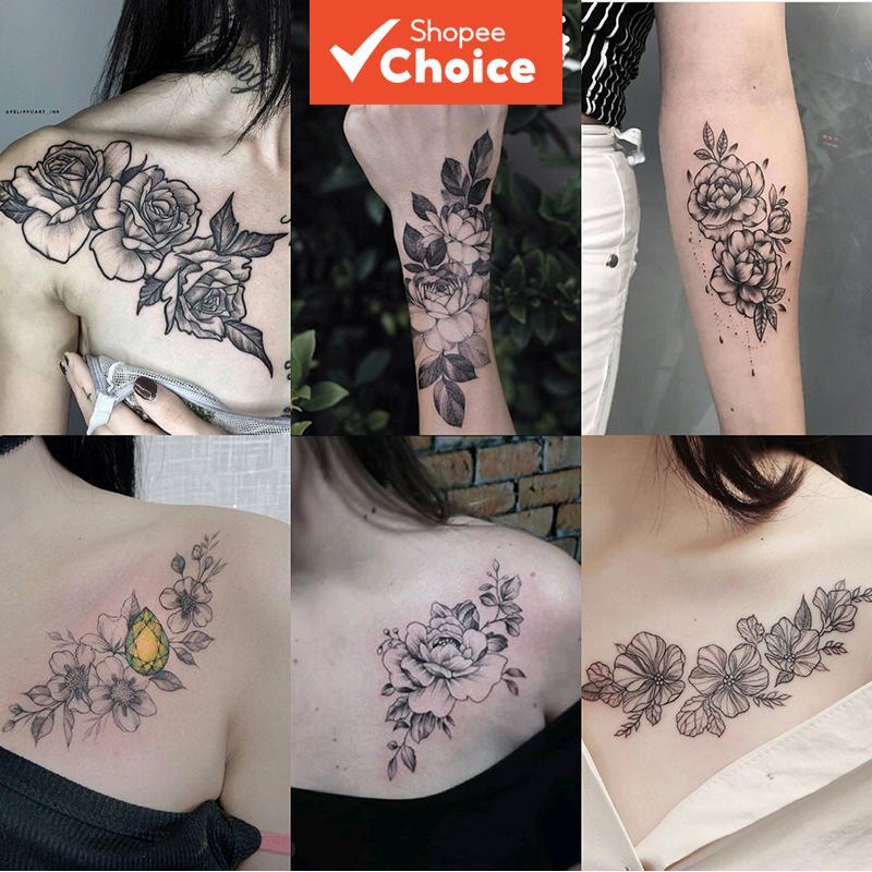 12pcs Flower Hand Arm Tattoos Stickers Arm Chest Temporary Tattoos ...