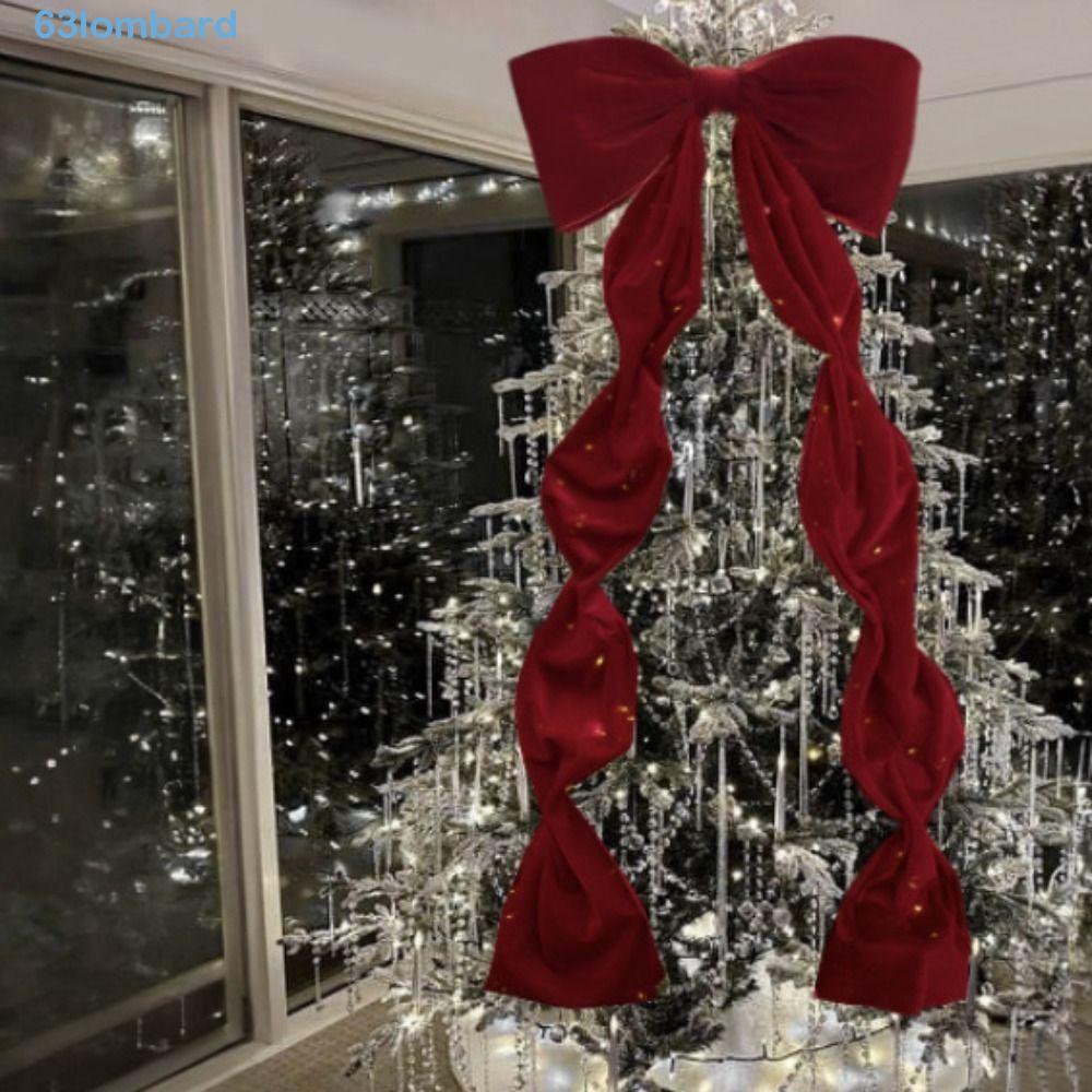 LOMBARD Xmas Tree Topper Bows, Elegant Satin Large Christmas Bowknot ...