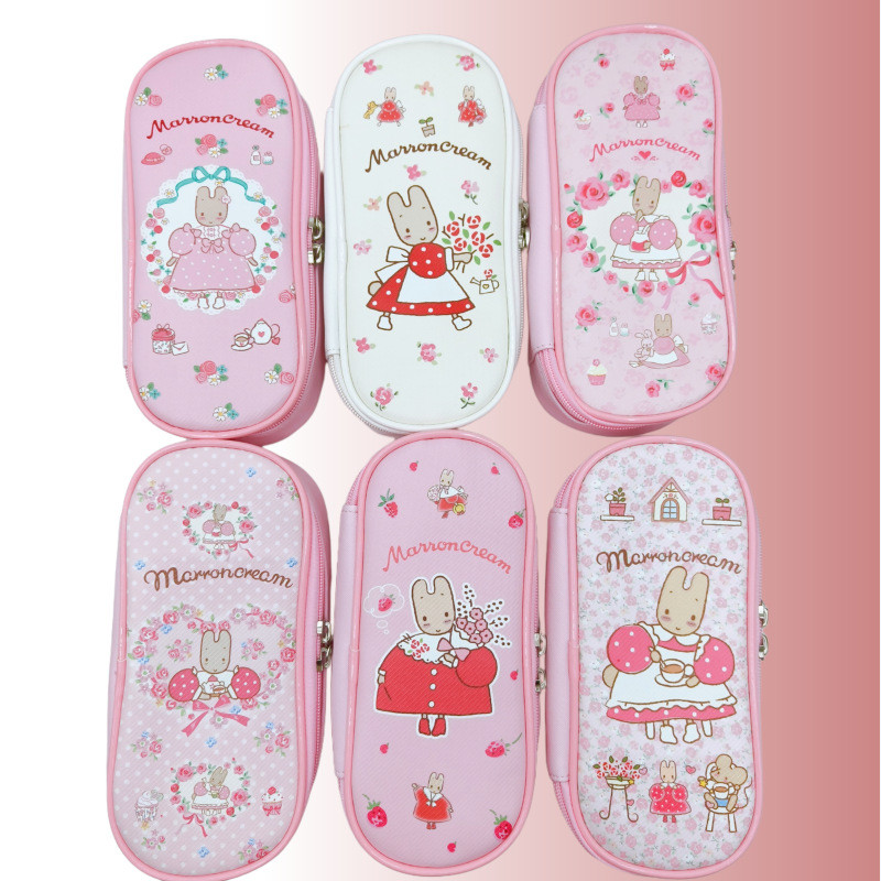 Jasmine Rabbit Pencil Case Double Zipper PU Pencil Case Elementary ...