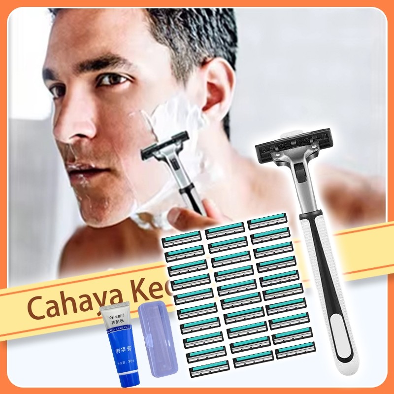 Barber Grade Shaving Kit 48 Blades + Halal Cream Men's Grooming Set ...