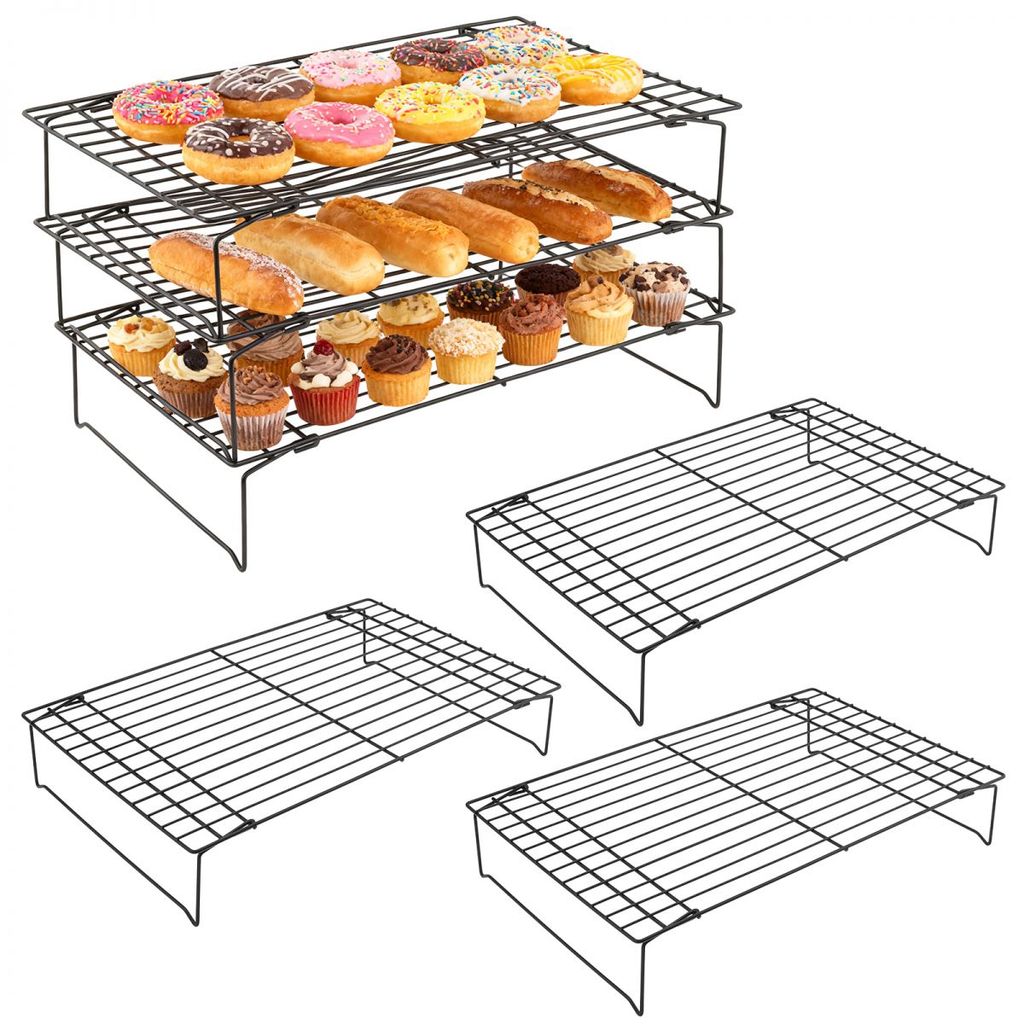 3 Tier Stackable Jerky Rack Cooling Racks for Cooking / Baking, Black ...