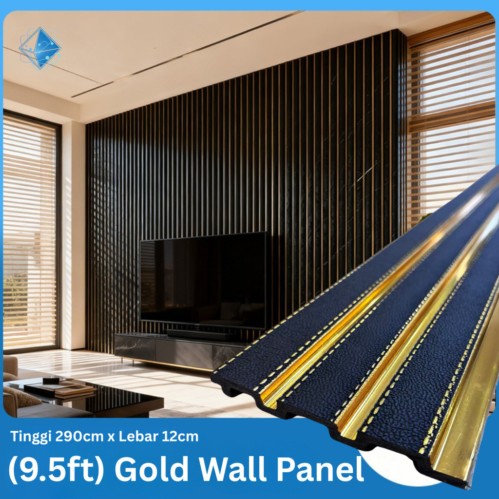 9.5FT Gold Line Wall Panel PVC | Luxury Fluted Design | Waterproof ...