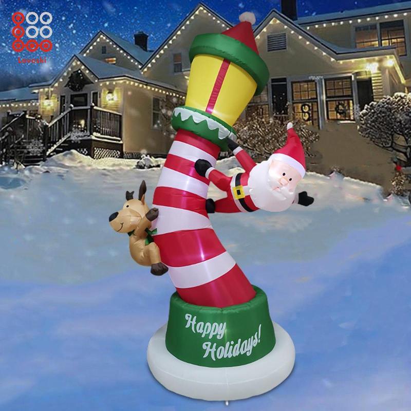 Lovoski Christmas Inflatable Lighthouse Santa and Reindeer Funny Photo ...
