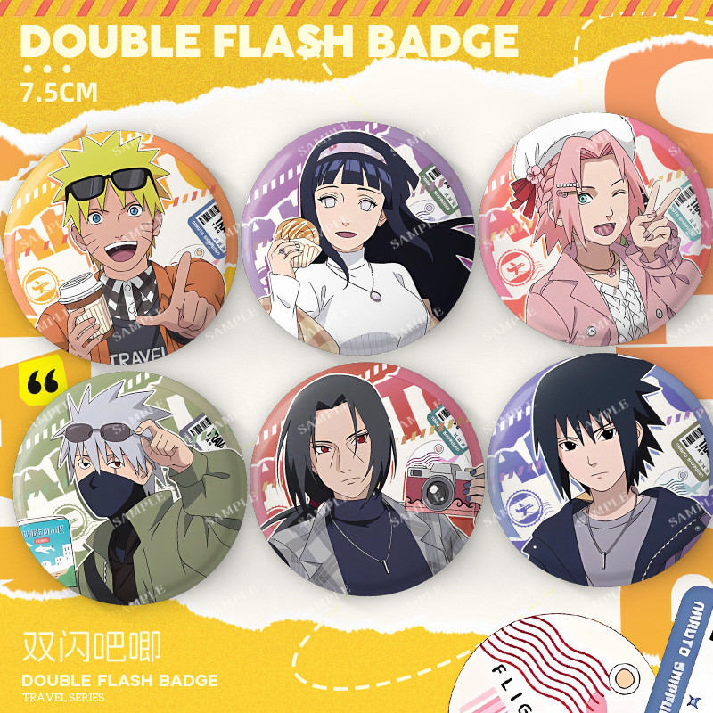 NARUTO Travel Series Badge Naruto Sasuke anime Animation 75MM Large ...