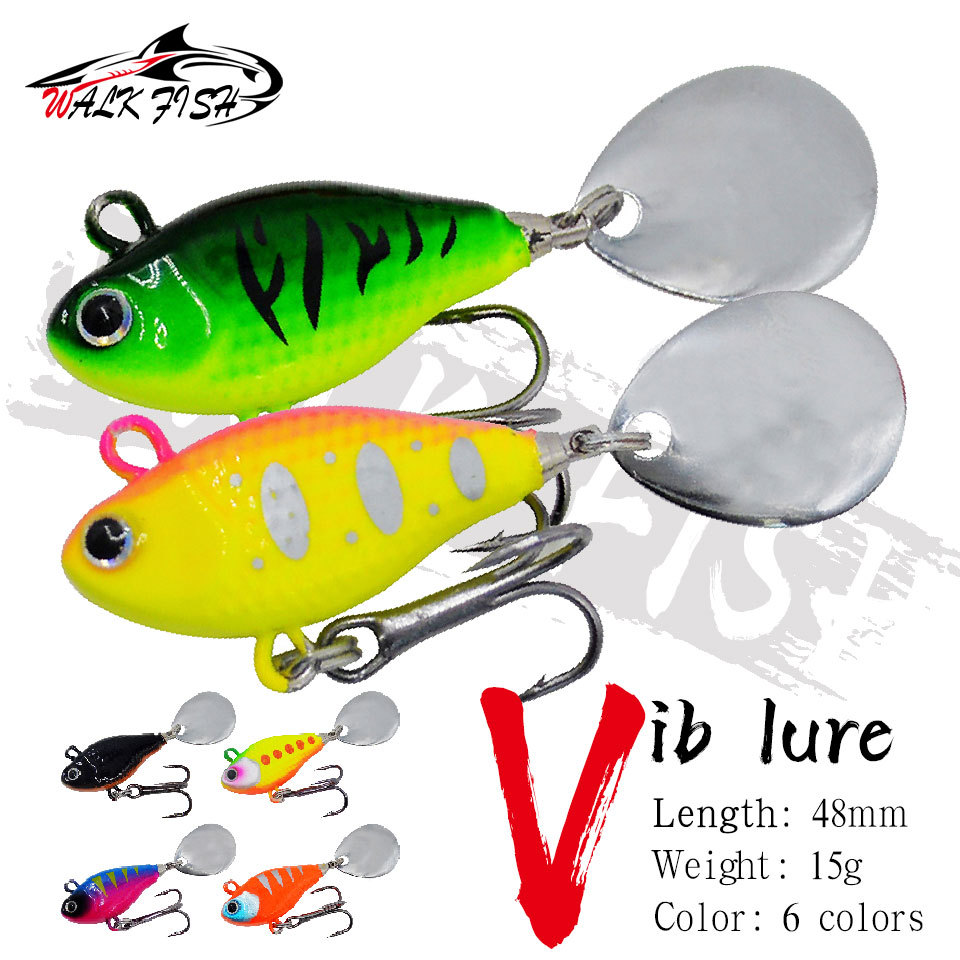 WALK FISH 1Piece 48mm 15g VIB Fishing Lure Swivel Spoon 3D Eyes ...