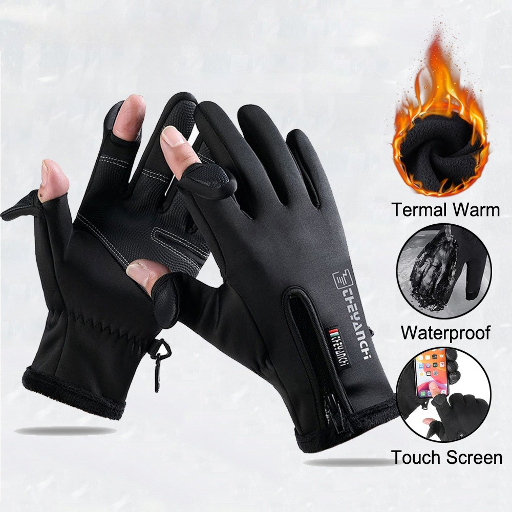 Gkynotu Men Women Winter Warm Gloves Waterproof Windproof 2 Finger Flip ...