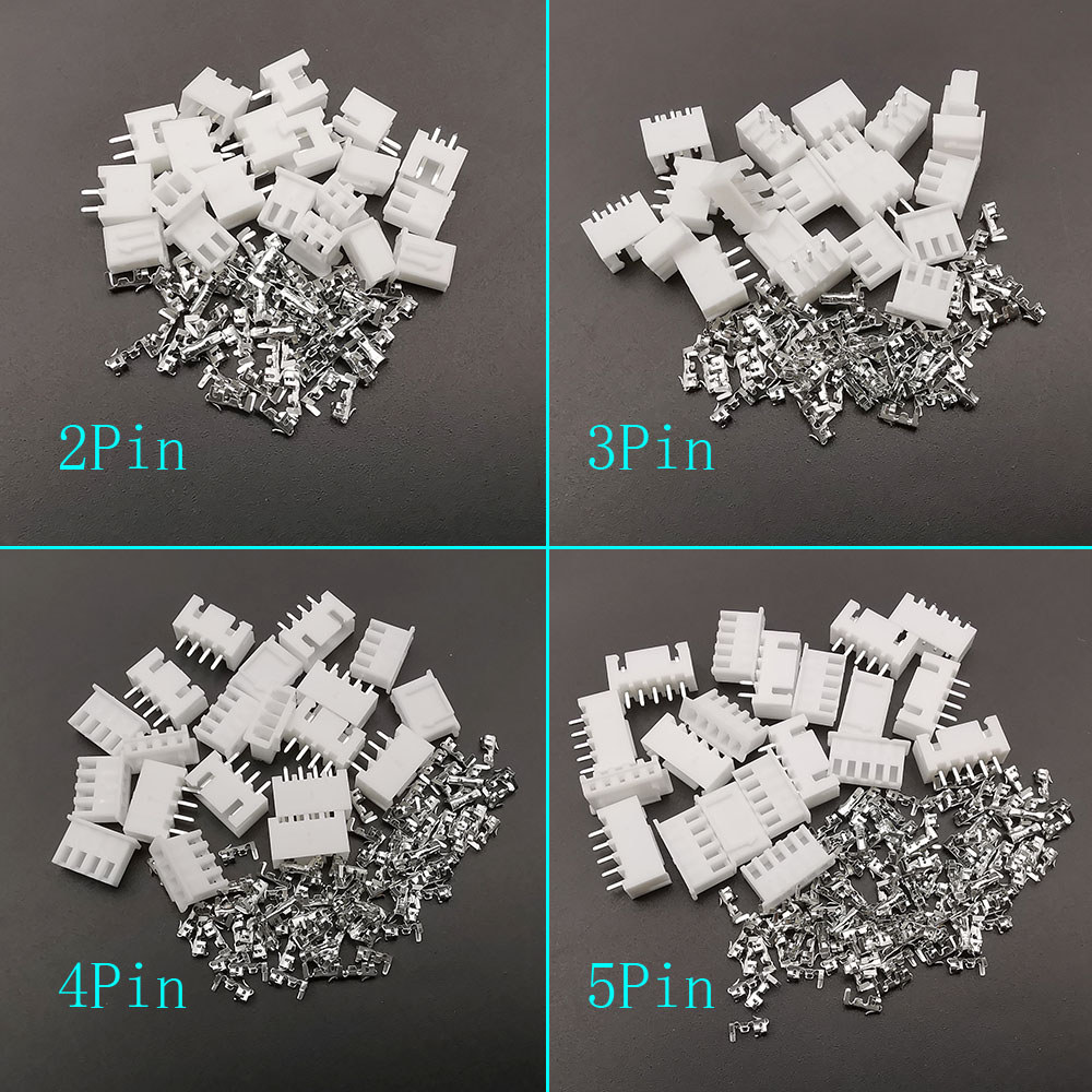 White JST XH2.54 Terminal Kit XH 2.54mm Pitch 2/3/4/5 Pin Male Plug and ...