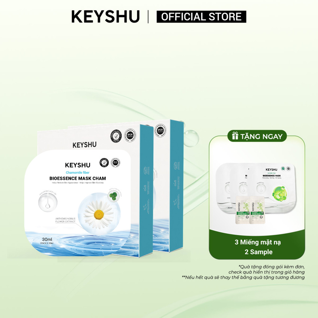 Combo of 2 Boxes of KEYSHU Bioessence Mask Cham Moisturizes, Soothes ...