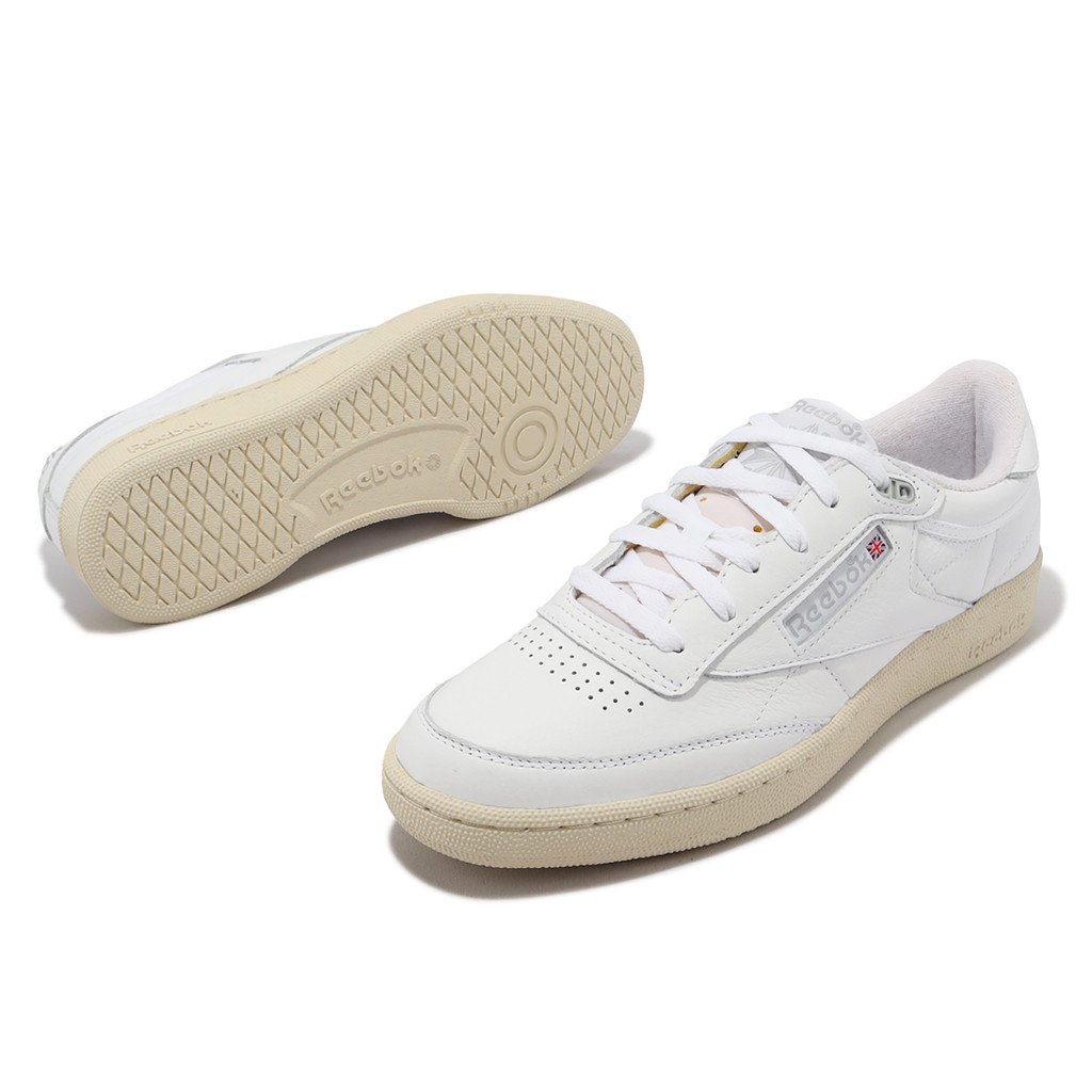 Reebok Casual Shoes Club C 85 Vintage White Cream Sole Retro Distressed ...