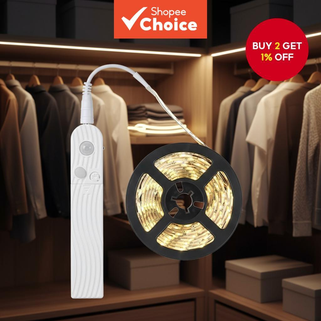 LED Strip Light 60 LEDs/m 2835 SMD PIR Motion Sensor Battery Operated ...
