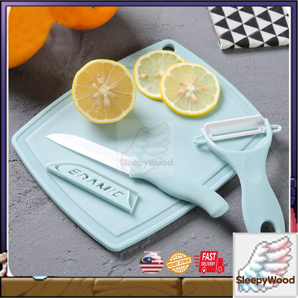 Kitchen Cutter Set 3-in-1 / Set Pisau Dapur + Peeler + Papan Pemotong ...