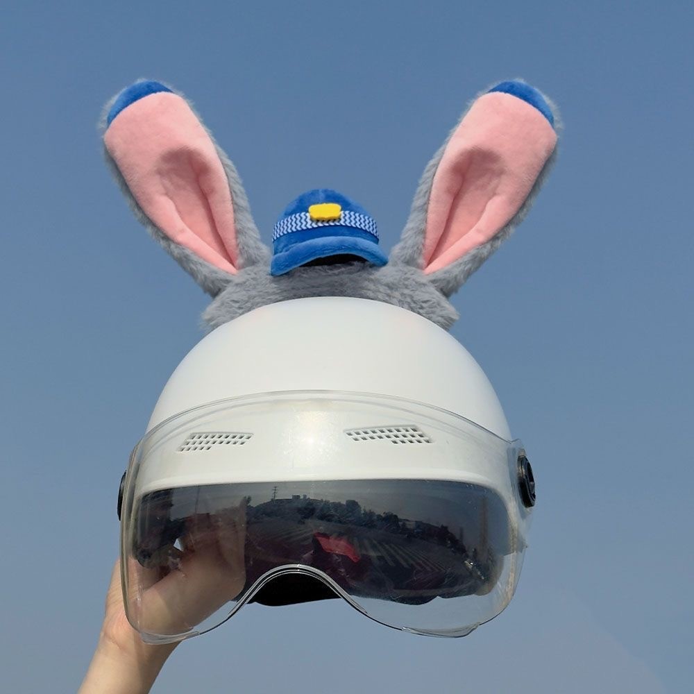 3D Fox/Rabbit Ears Motorcycle Helmet Decoration - Cute Soft Plush ...
