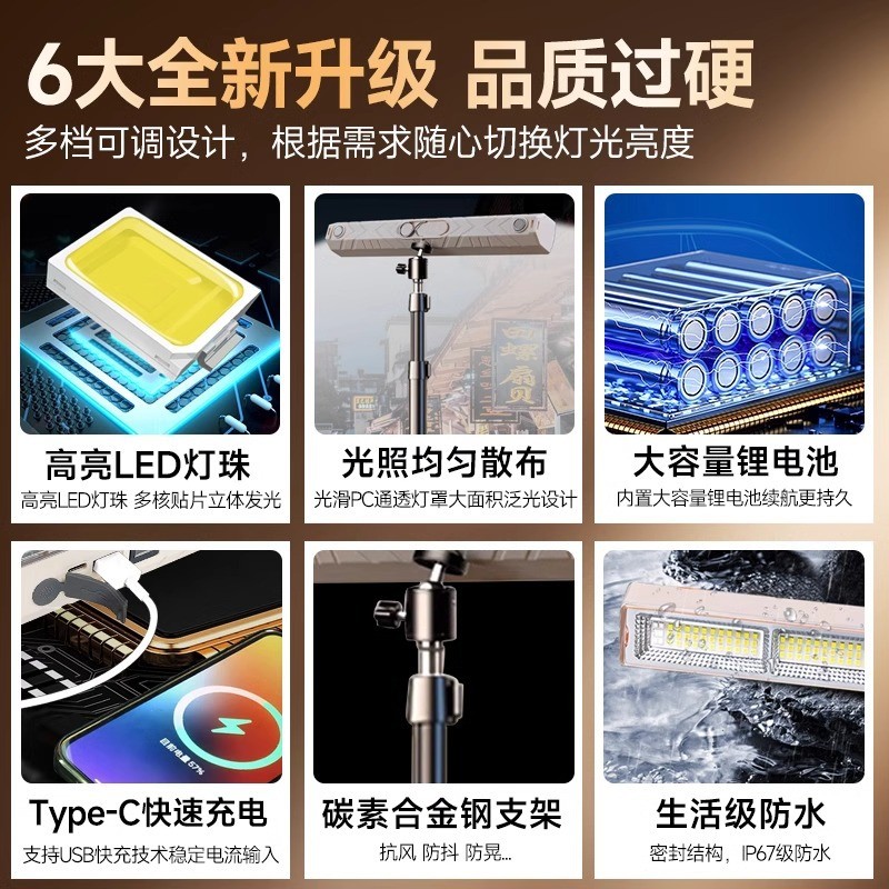 Emergency Rechargeable Lighting Stall Night Market Light Movable ...