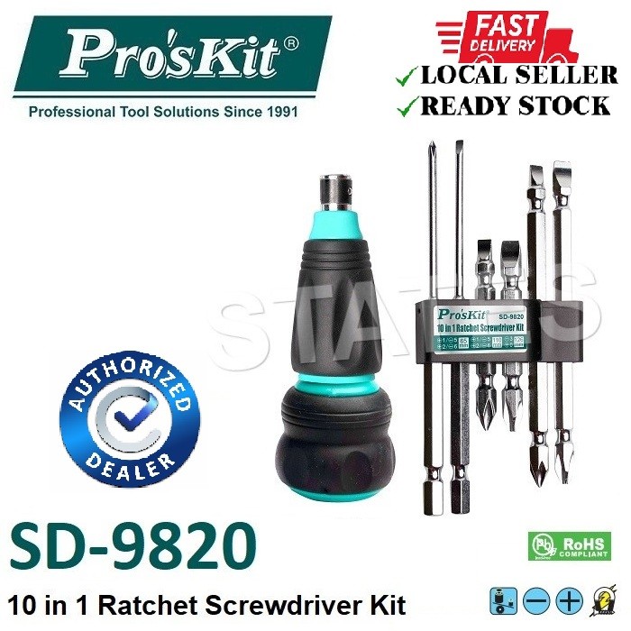 Pro'sKit SD-9820 10 in 1 Ratchet Screwdriver Kit | Shopee Malaysia