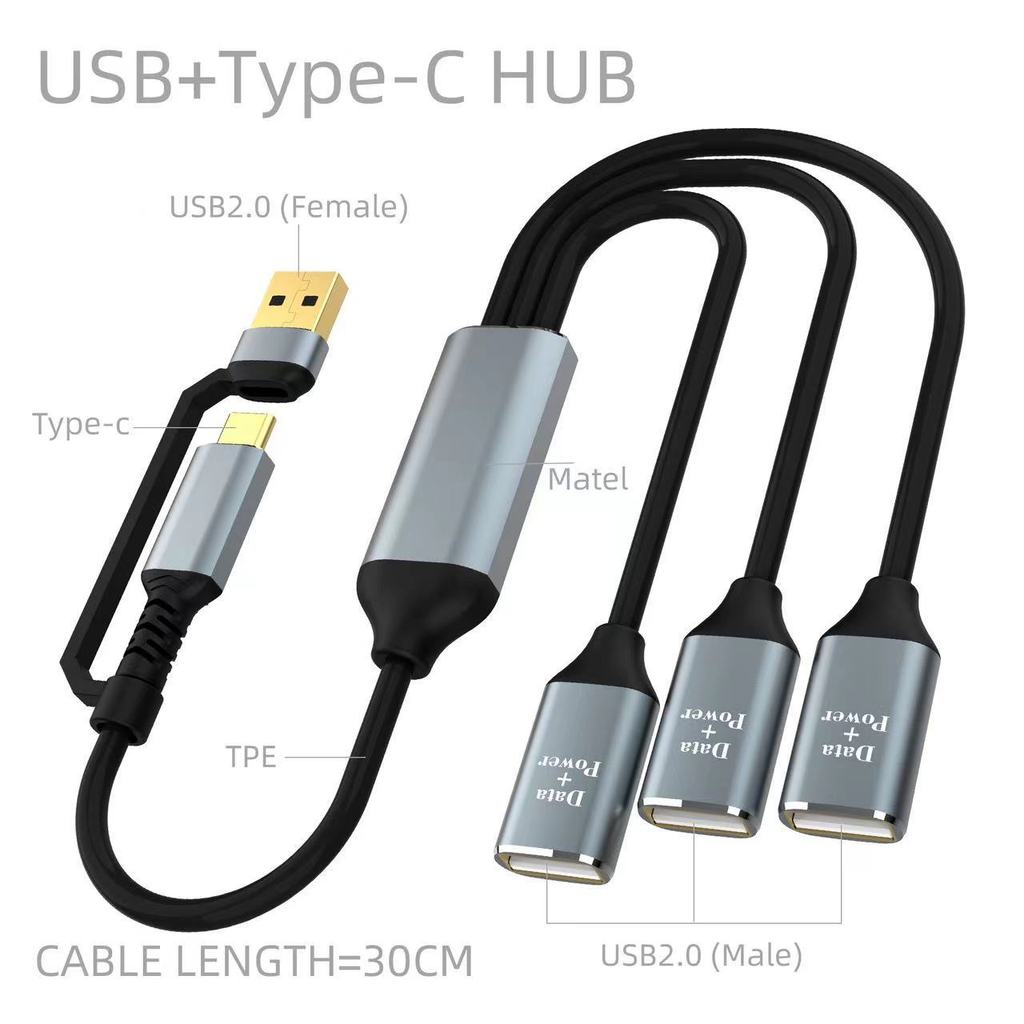 Multi functional USB extender, one to three charging splitter, type-c ...