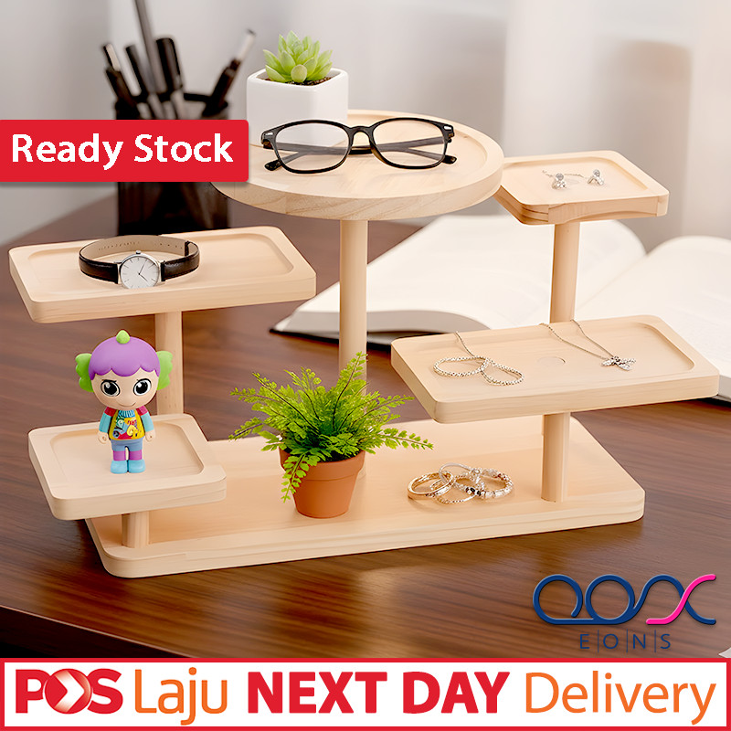 STEP HAVEN 💖 Wooden Ladder Display Riser Shelf Jewelry Desktop Rack Rak ...