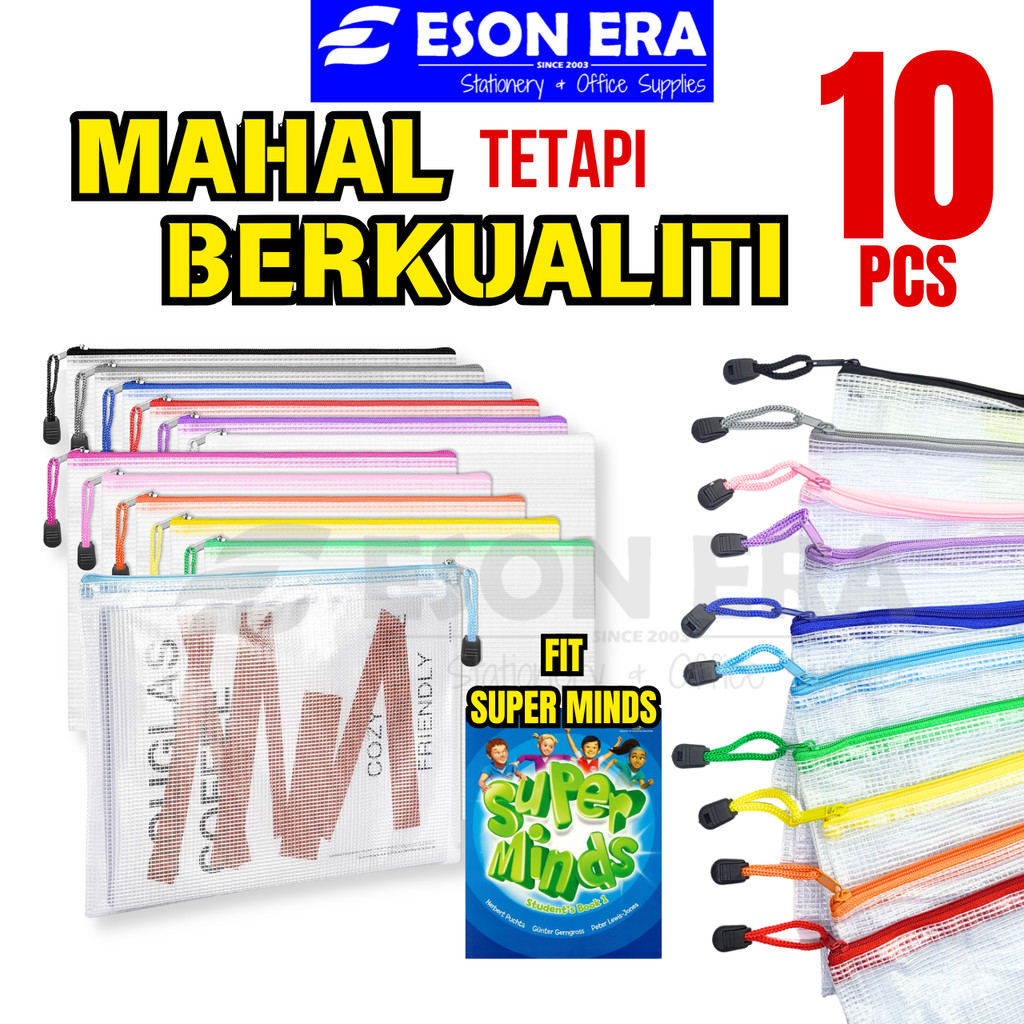 [Bundle] Waterproof Mesh Zipper Bag 10pcs A4 Folder File Document Bag ...