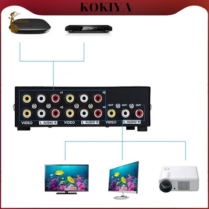 [kokiya] 4 Port 4 Input 1 Output Video Audio AV Switch Selector ...