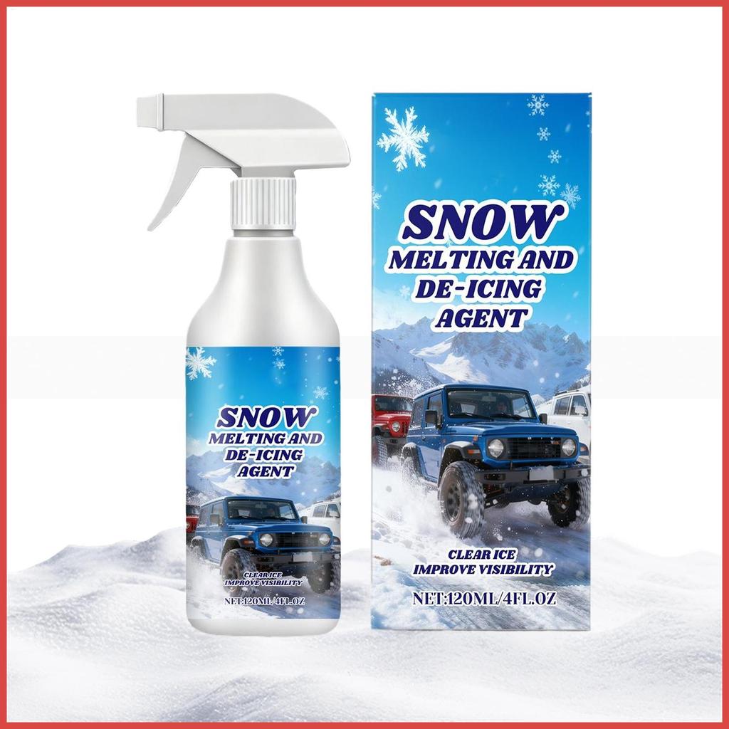 Windshield Ice Melt Spray 120ML Fast-Acting Glass Freeze Snow Remover ...
