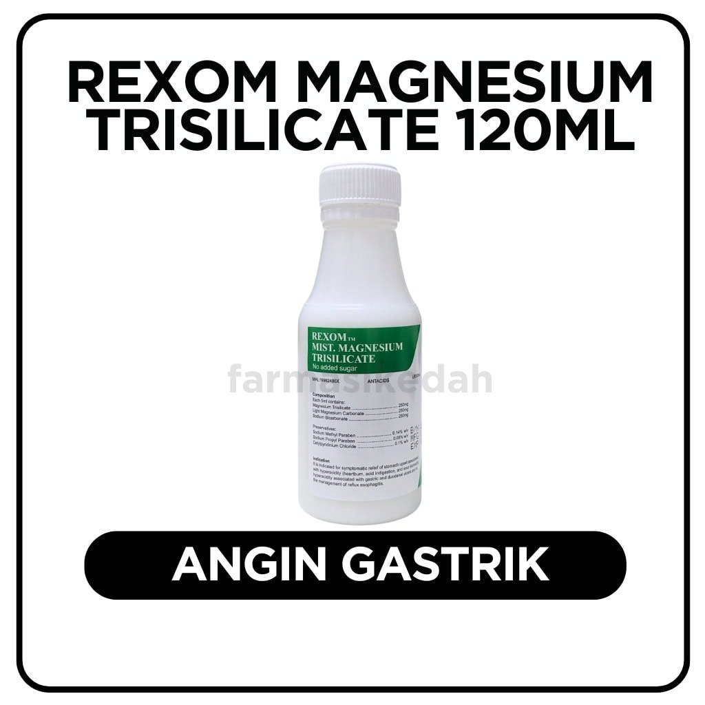 Rexom Mixture Magnesium Trisilicate 120ml | Ubat Angin Gastrik MMT ...