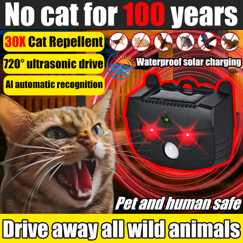 Cat repellent Ultrasonic 720° AI chip Repeller Stray Cats,Dogs,Monkeys ...