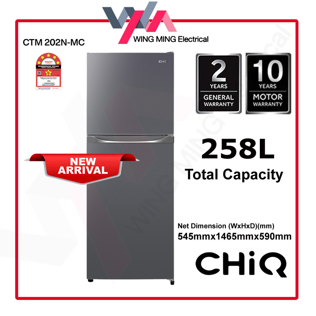 [NEW] CHiQ CTM202N-MC 258L 2 Door No Frost Refrigerator Peti Sejuk Top ...