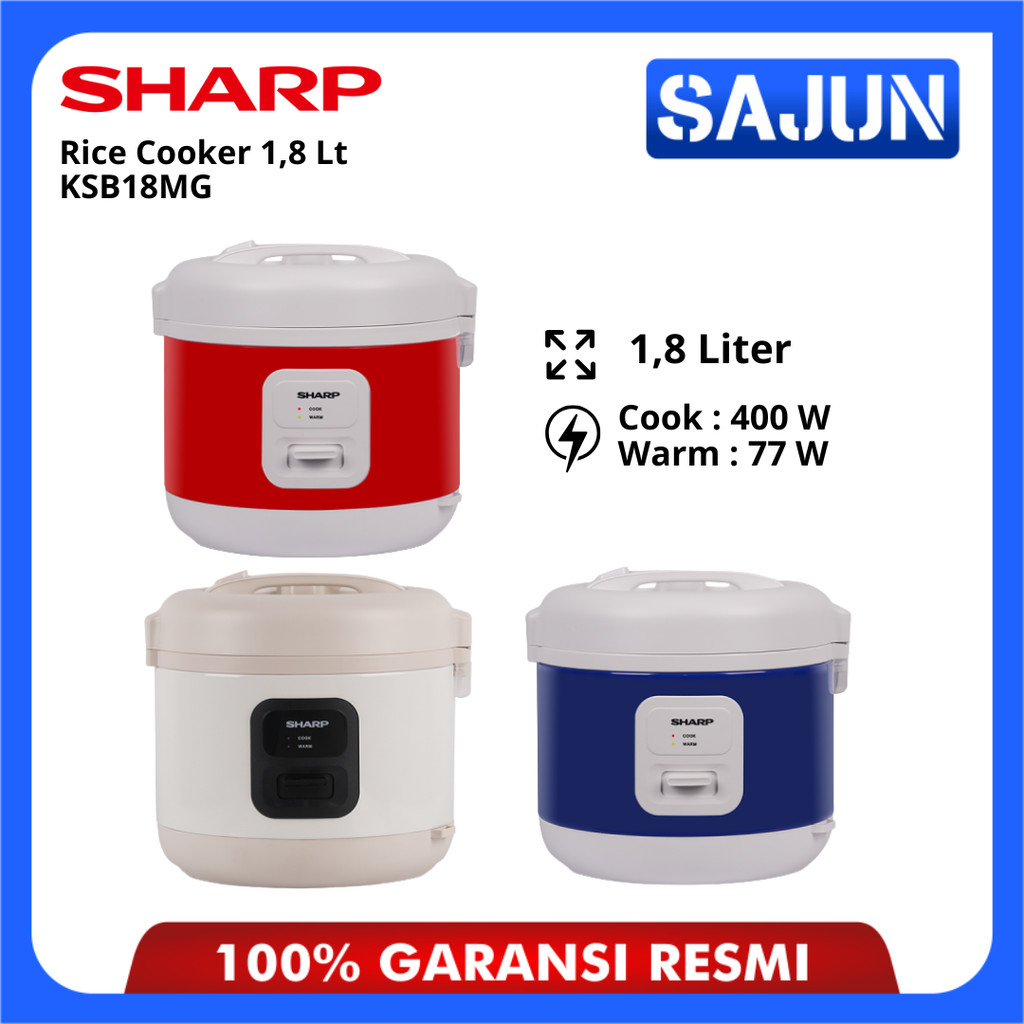 Sharp Rice Cooker 1.8 Liter KSB18MG / KSB-18MG / Cook 400W Warm 77W ...