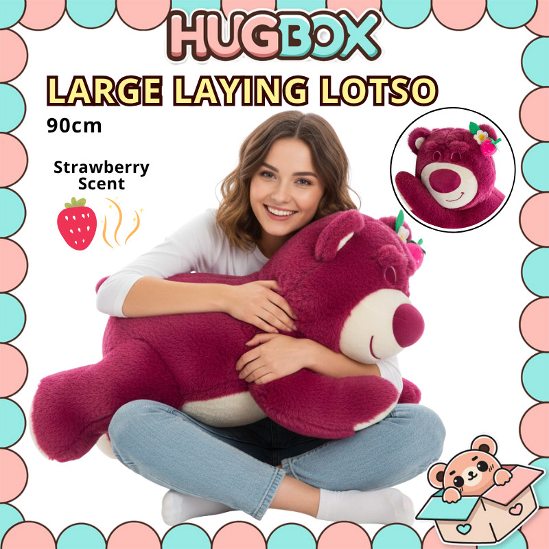 🌈HugBox 90cm Strawberry Bear Lotso Patong Lotso Teddy Bear Patung Lotso ...