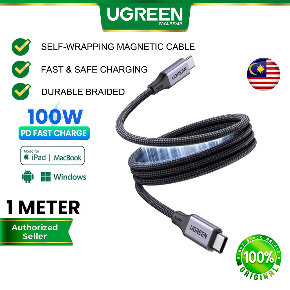 UGREEN 100W USB-C to USB-C Magnetic Cable 5A PD Type-C E-Marker Super ...