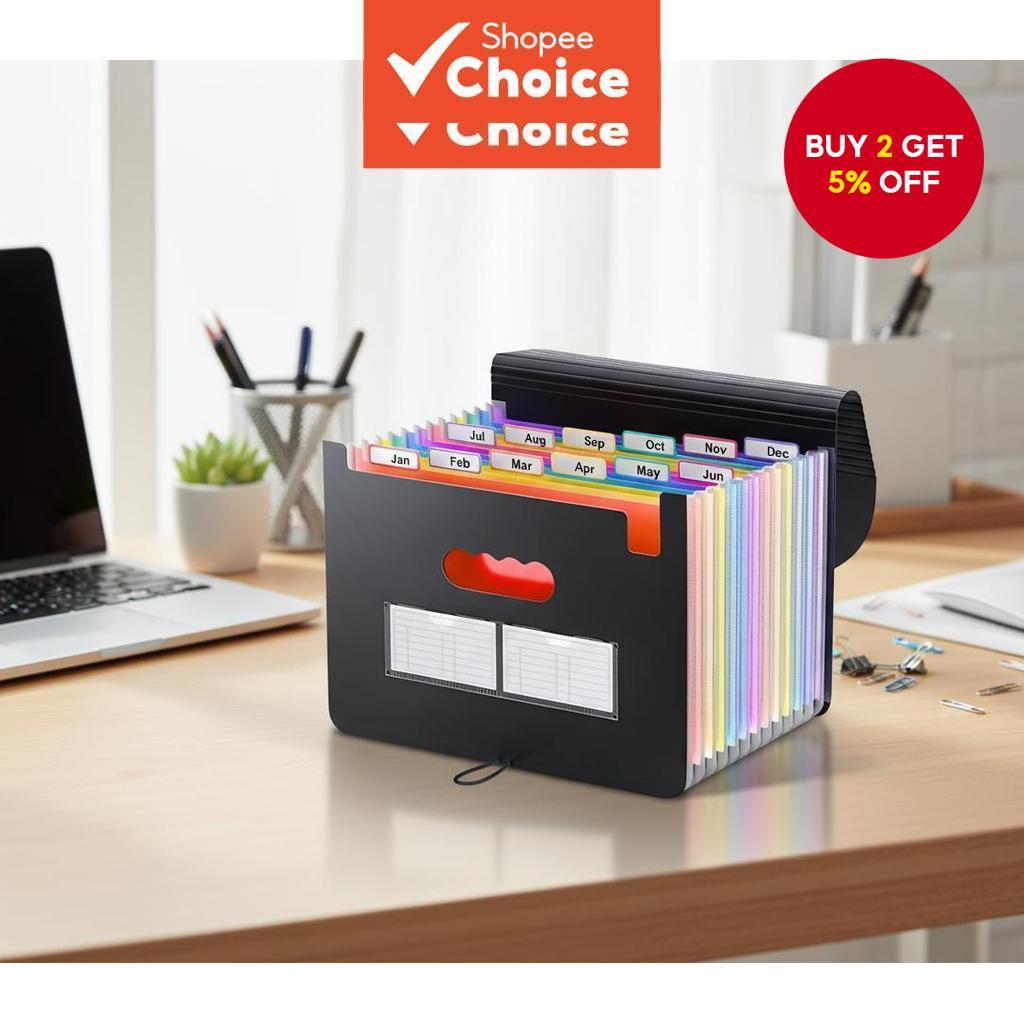 Expandable Document Organizer with 12 Compartments for A4 Size Papers ...