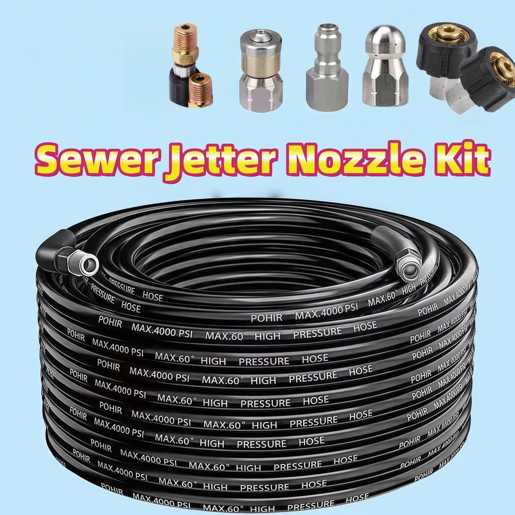 6IN1 Sewer Jetter Kit sewer nozzle 30m sewer drain water cleaning hose ...