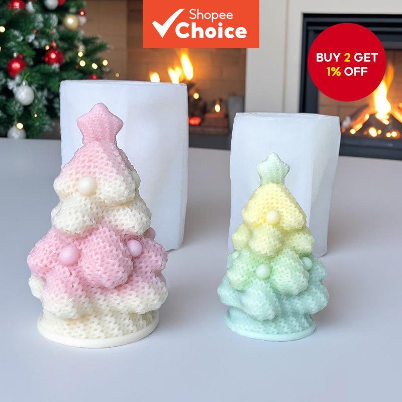 Woven Texture Christmas Tree Scented Candle Silicone Mold DIY Christmas ...