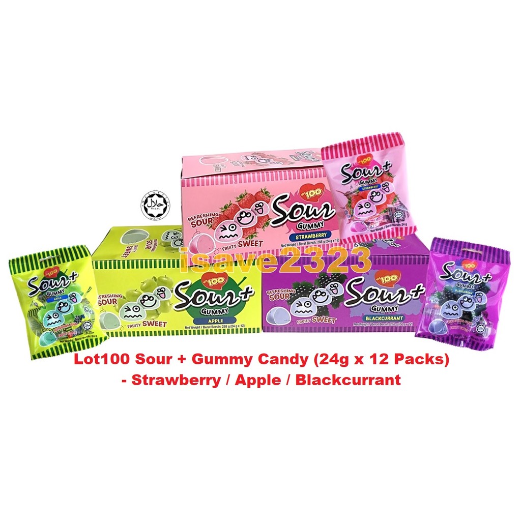 [HALAL] LOT100 Sour+ Gummy Candy (24g x 12pcs) - Blackcurrant ...