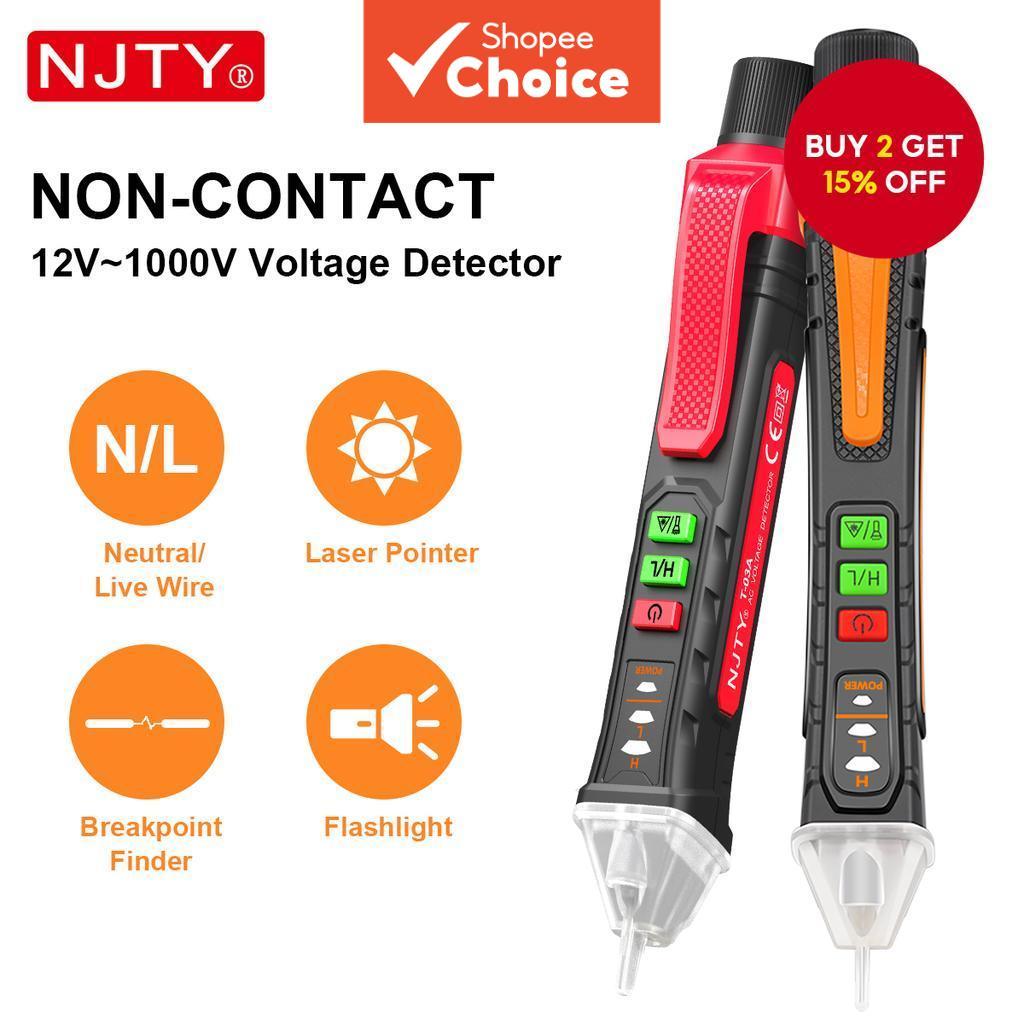 NJTY Non-Contact Voltage Tester - Dual Range AC 12V/48V-1000V Electric ...