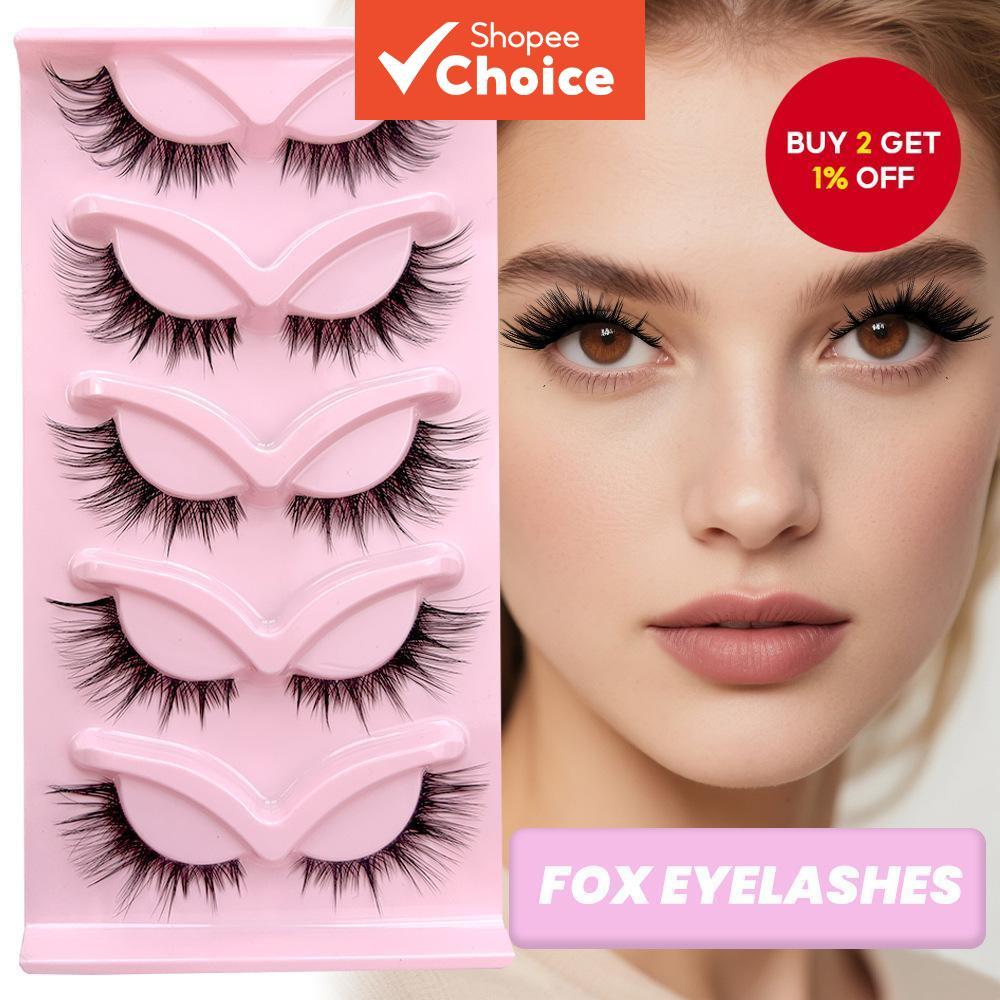 Five pairs of cat-eye, long-tailed eyes, natural fox style diagonal ...