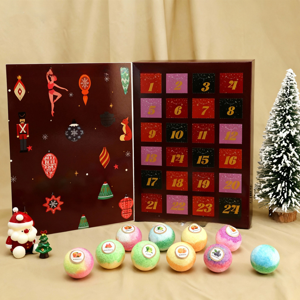 Advent Calendar Christmas Countdown 24 Days Bath Ball Calendar Mystery ...
