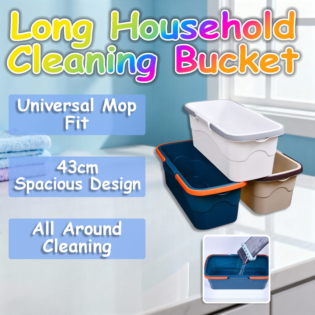 Rectangle Household Cleaning Bucket Multifunctional Long Pail Flat ...